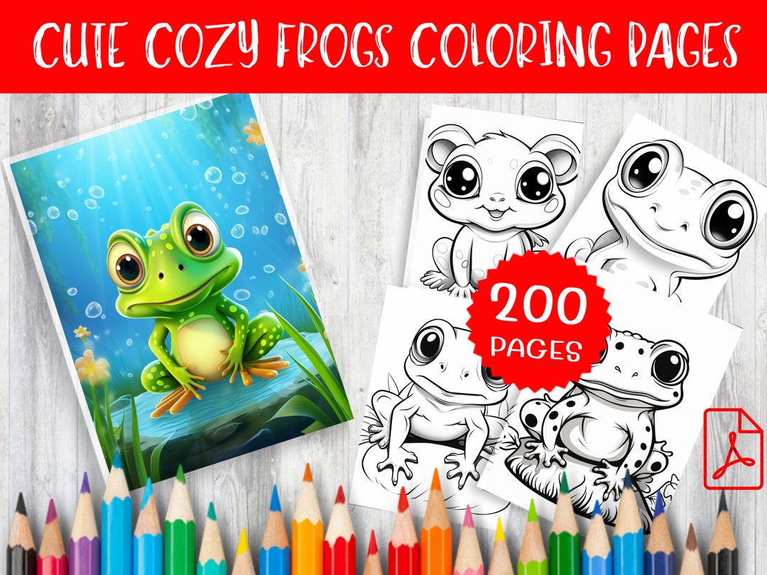 200 Frog Coloring Pages - Relaxing Art for Kids & Adults (PDF - Etsy