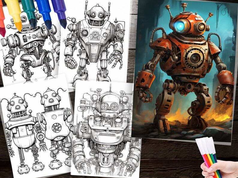 200 Robots Coloring Pages Fun and Futuristic Designs for Kids and ...