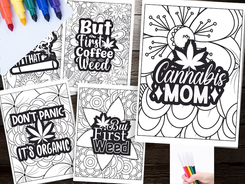 40 Weed Quotes Coloring Pages for Adults Stoner Coloring Book Marijuana ...