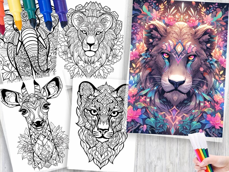 50 Animal Mandala Coloring Pages, Zen Wildlife Art (printable PDF) - Etsy