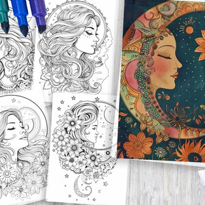 140 Boho Chic Moon Coloring Pages - Mystical Celestial Art for ...
