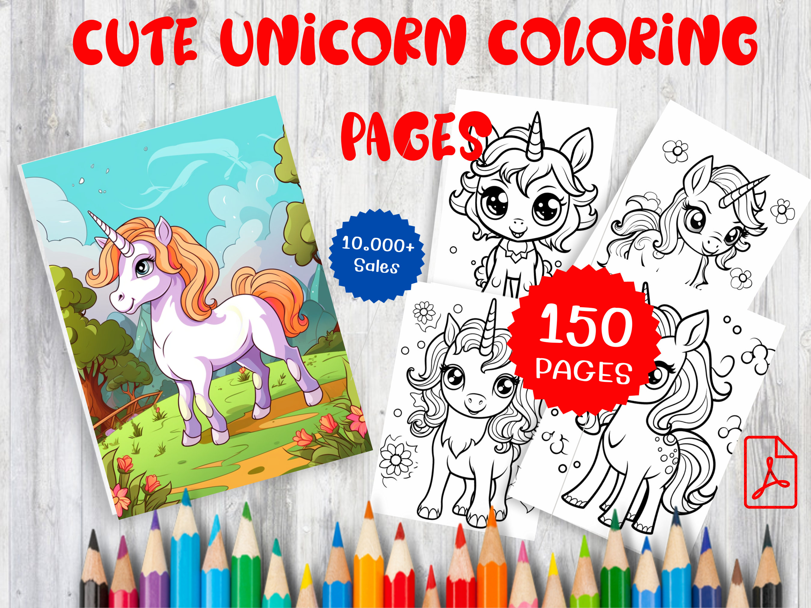 150 Cute Unicorn Coloring Pages for Kids Unicorn Printables girls ...
