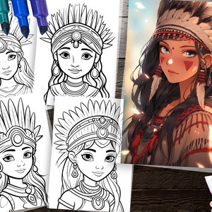 300 Native American Girls Coloring Pages - Beautiful Illustrations for ...