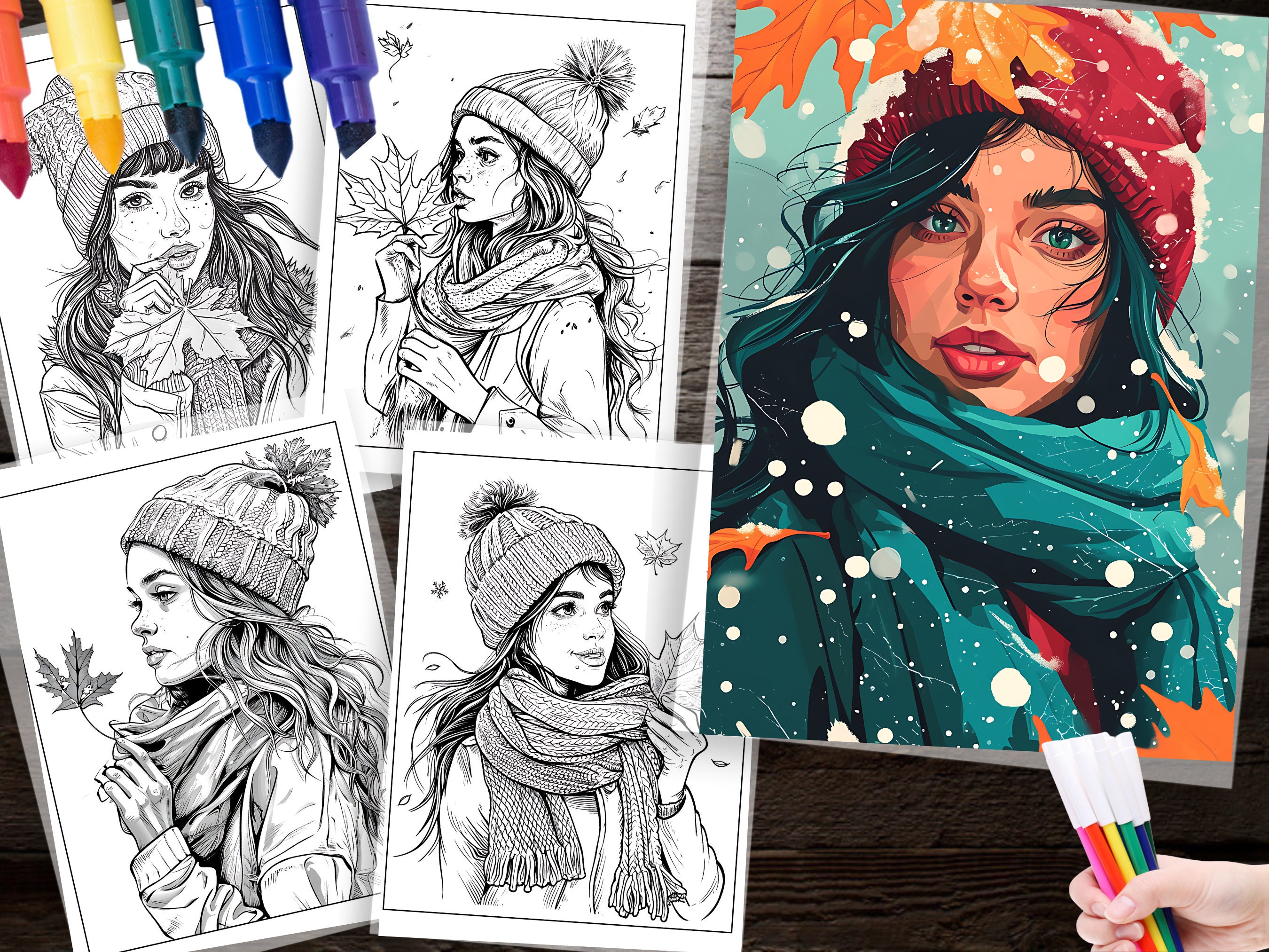 100 Winter Girl Coloring Pages – Holiday Festive Designs (digital ...