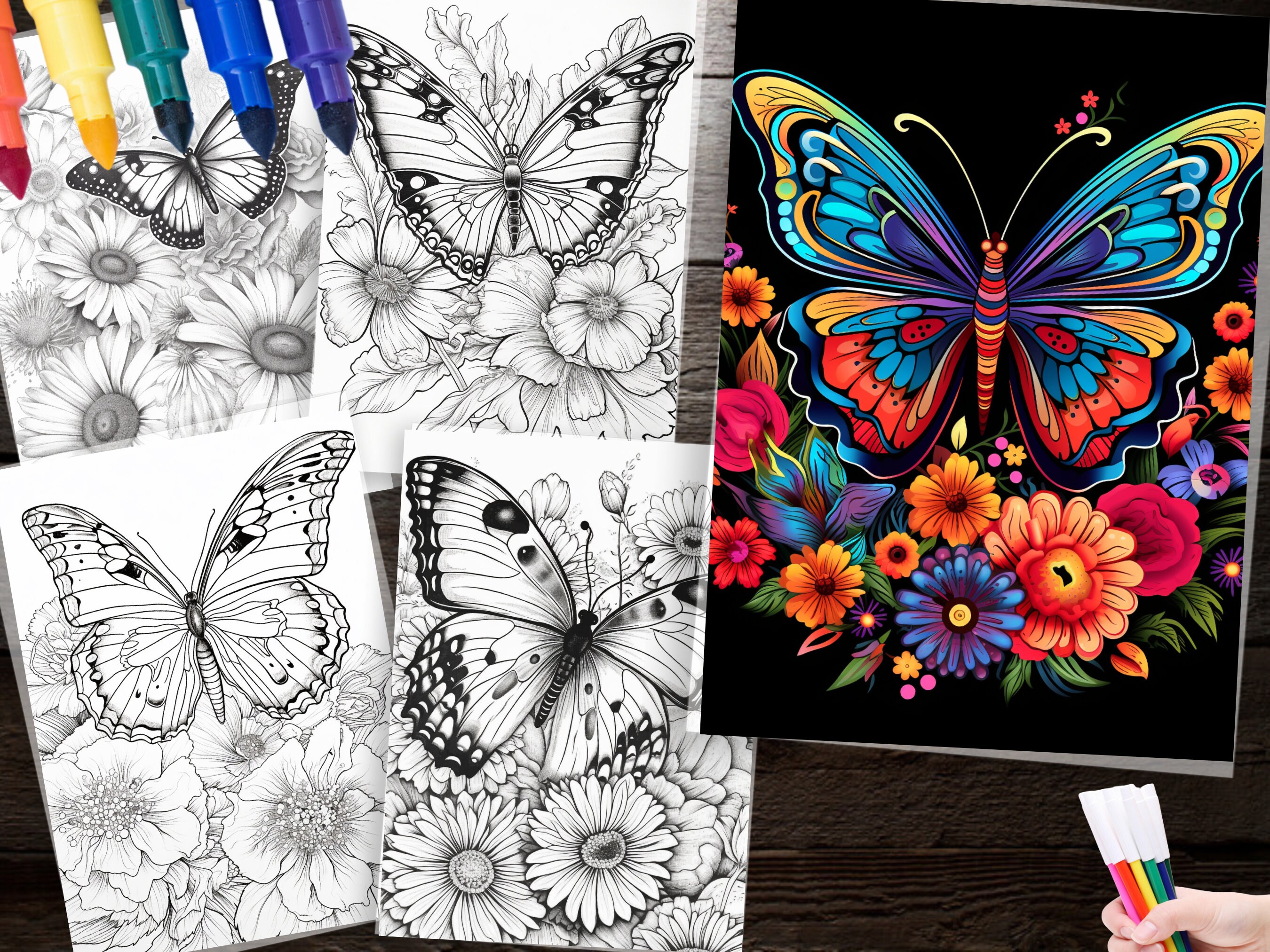 200 Butterfly Coloring Pages for Relaxation and Creativity Instant ...