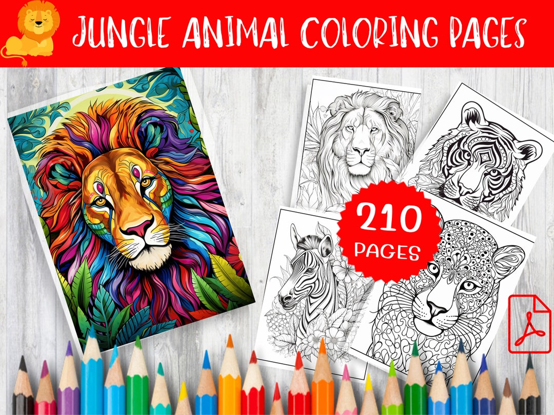 210 Adorable Jungle Animals Coloring Pages for Kids & Adults ...