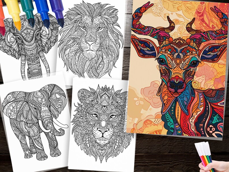 150 Animal Mandala Coloring Pages – Printable Art Therapy (digital ...