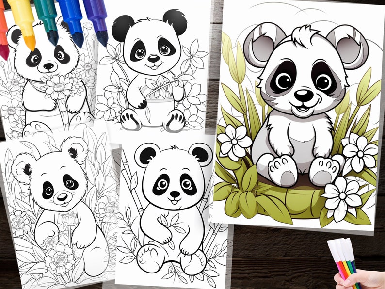 100 Panda Coloring Page for Kids and Adults Printable Animal Art for ...