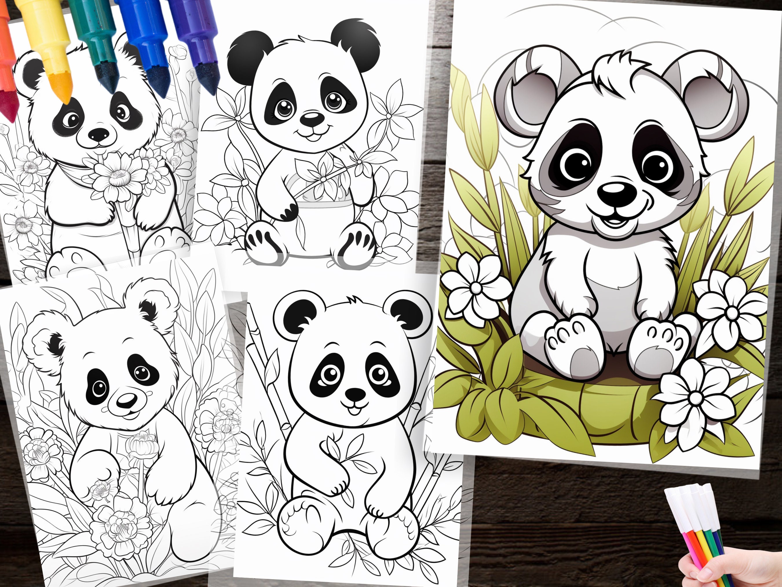 100 Panda Coloring Page for Kids and Adults Printable Animal Art for ...