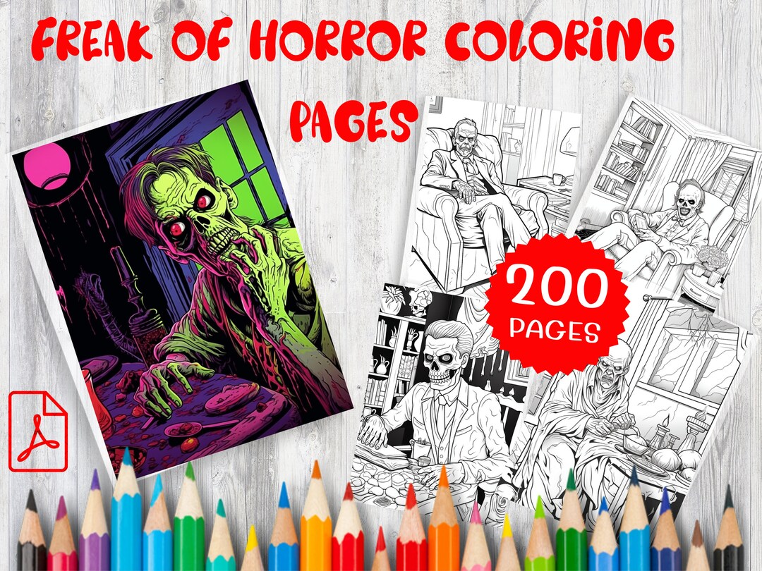 200 Freak of Horror Coloring Pages | Spooky & Scary Designs | Adult ...