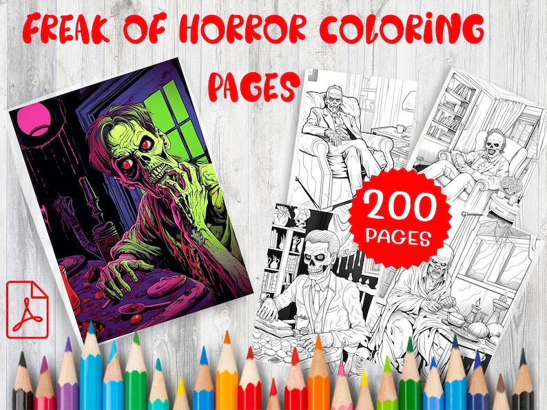 200 Freak of Horror Coloring Pages Spooky & Scary Designs Adult ...