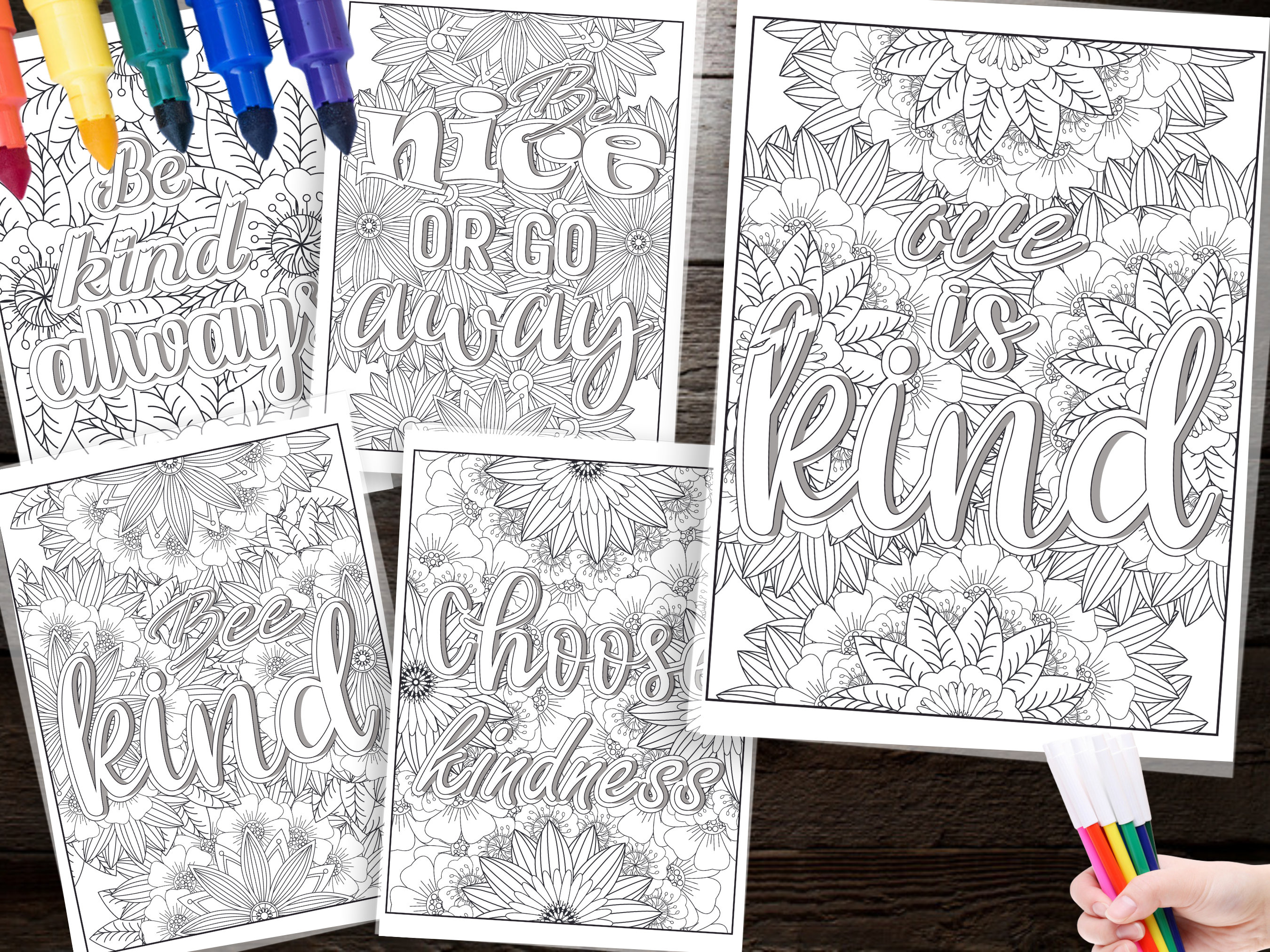 100 Beautiful Kindness Quotes Coloring Pages for Relaxation ...