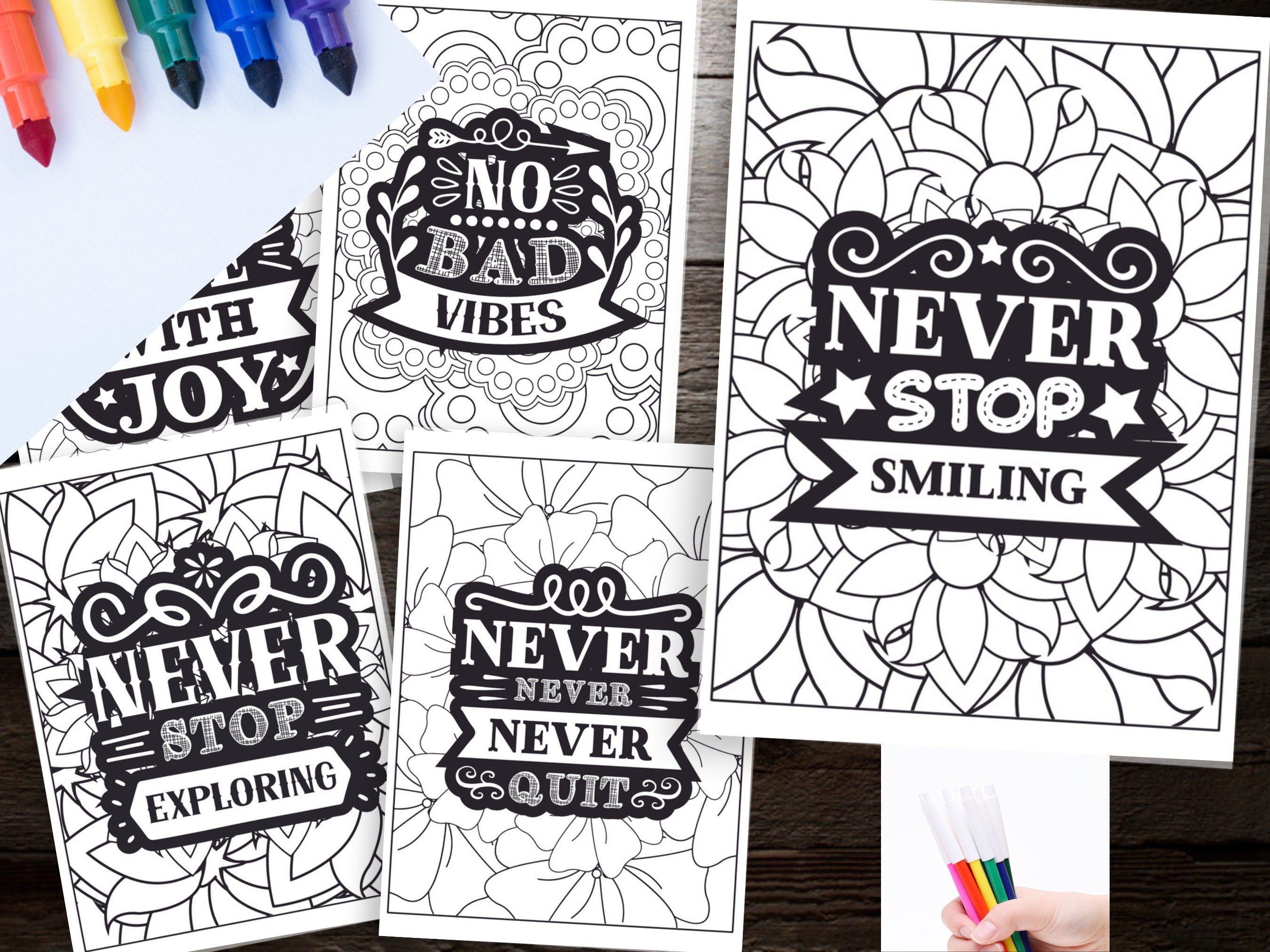 80 Inspiring Motivational Quotes Coloring Pages Uplifting Adult and ...