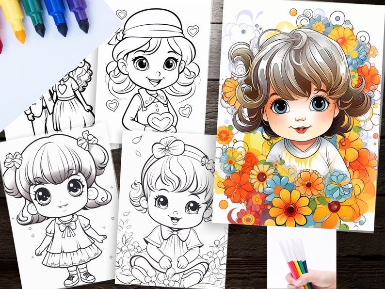 200 Cute Baby Girl Coloring Pages Instant Download PDF for All Ages ...