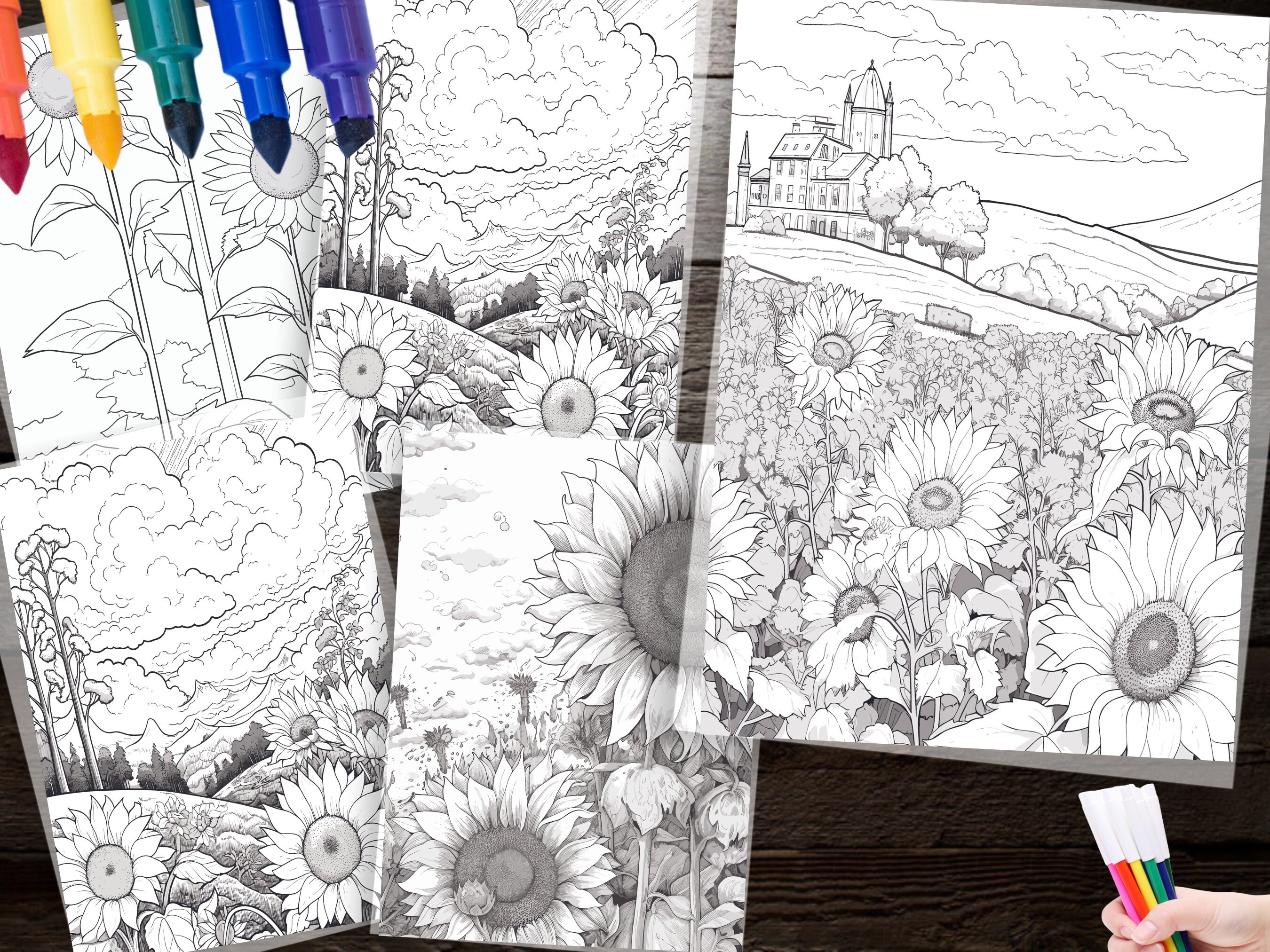100 Sunflower Coloring Pages, Floral Designs, Art for Adults & Kids ...
