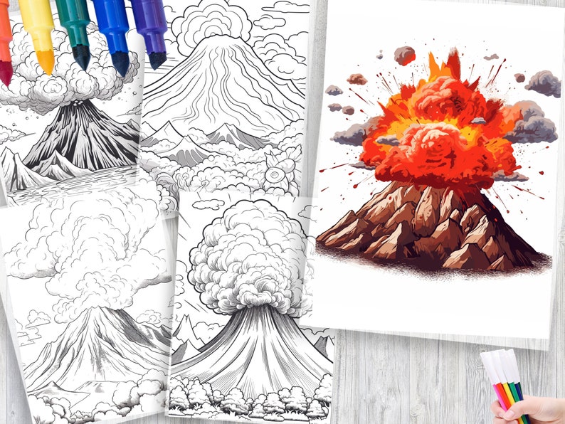 Volcano Erupts Coloring Pages | 70 Fun Educational Sheets (PDF Pattern ...