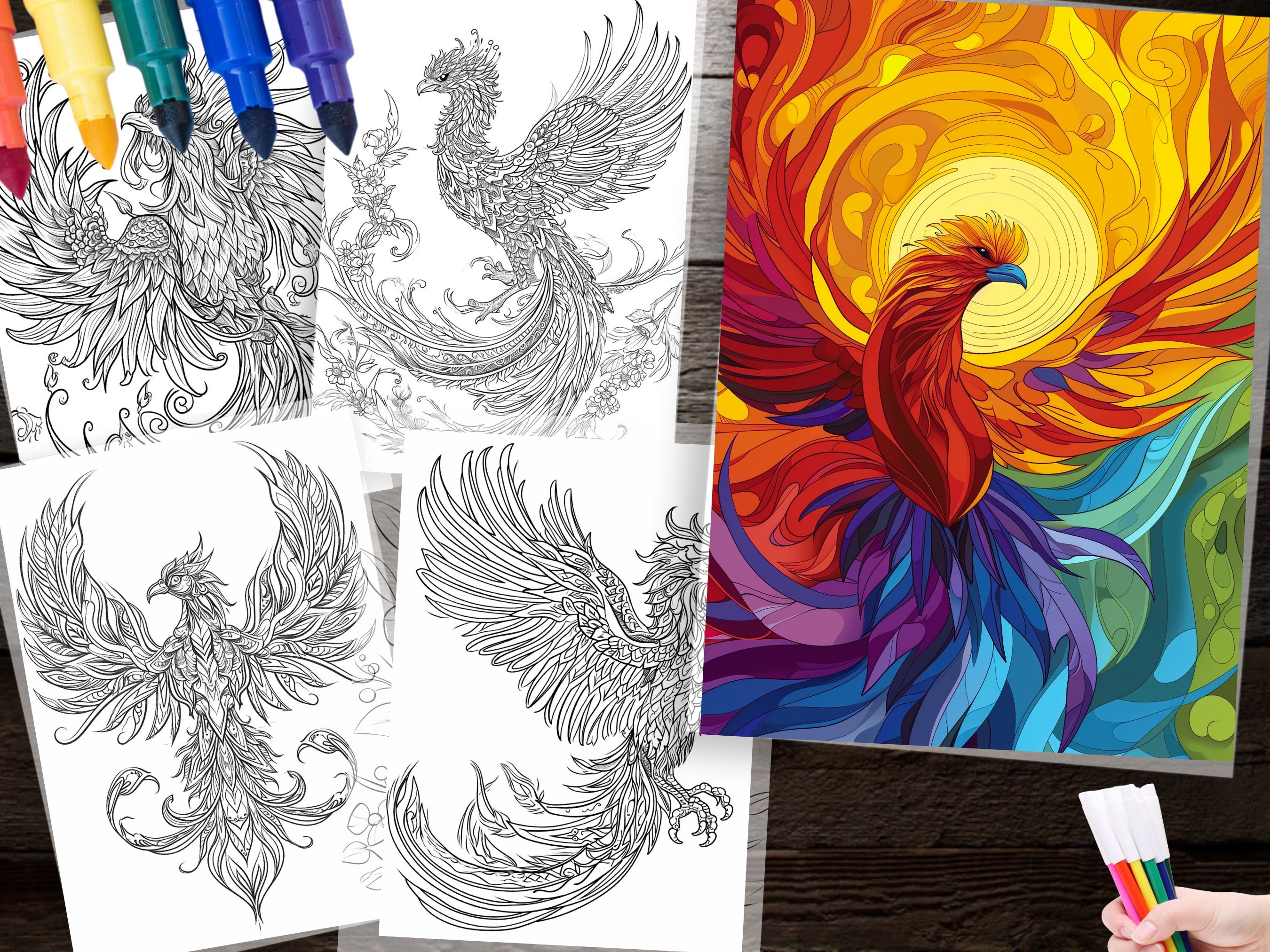 150 Phoenix Coloring Pages Designs for Relaxation and Creativity ...