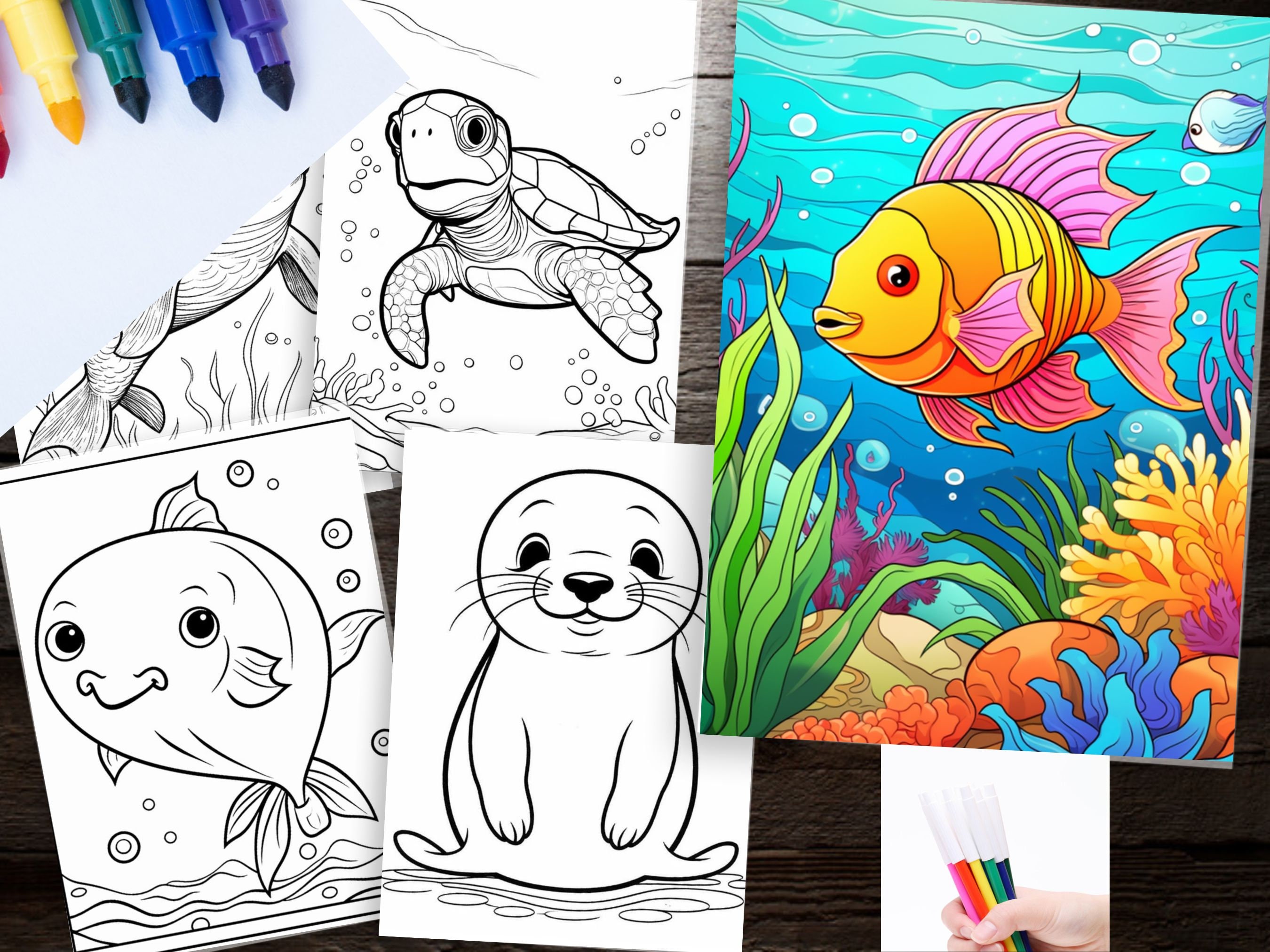 249 Ocean Animals Coloring Pages for Kids - Sea Animals - Under the Sea ...