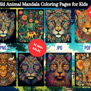 100 Animal Mandala Coloring Pages, Perfect for Relaxation and Creative ...
