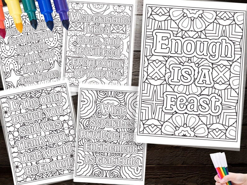 Thankful Quotes Coloring Pages - Printable Inspirational Art for ...