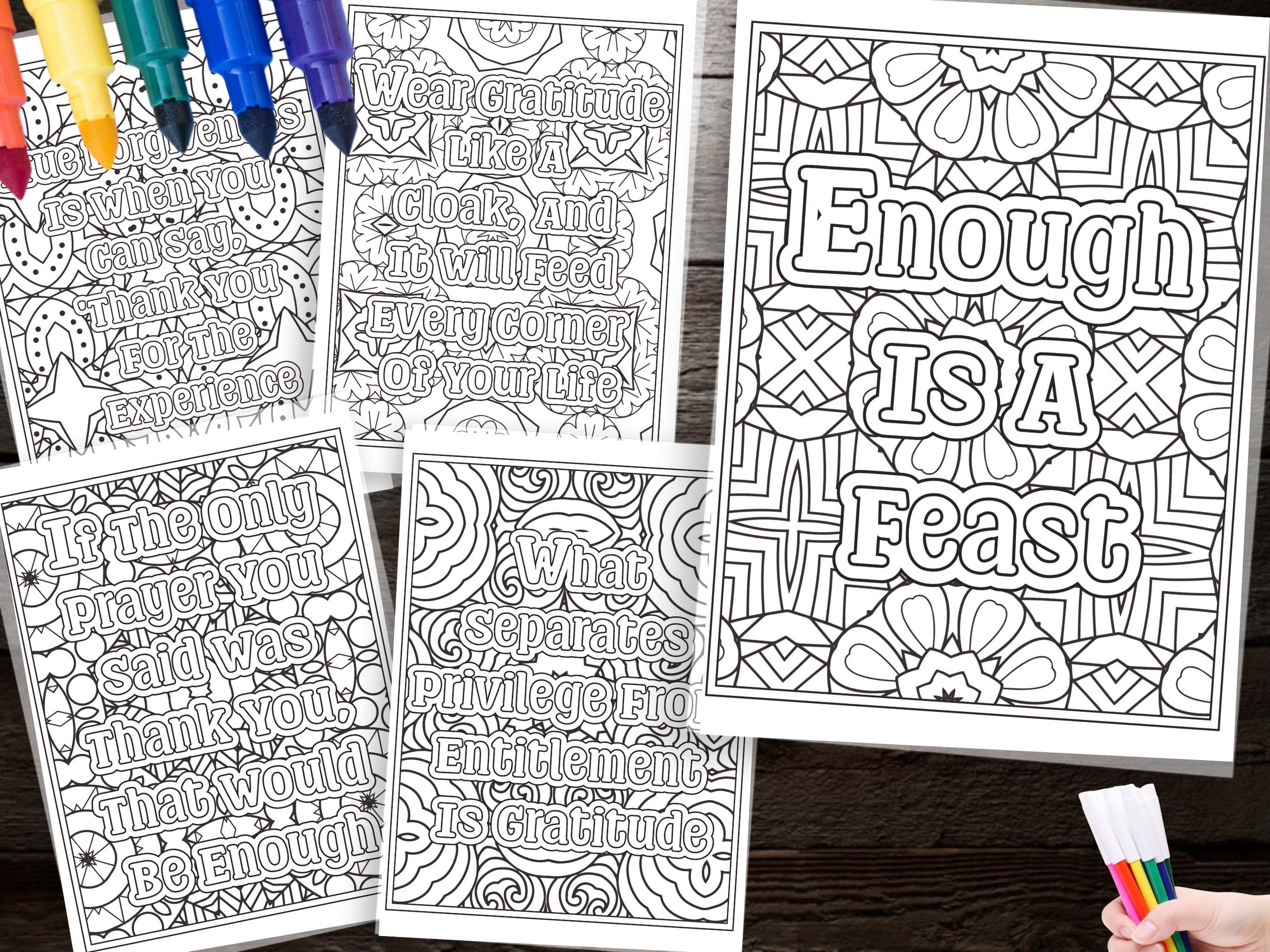 Thankful Quotes Coloring Pages - Printable Inspirational Art for ...