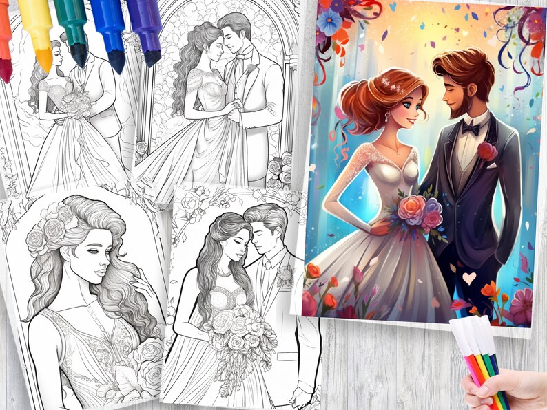 170 Wedding Couple Coloring Pages Romantic Bride and Groom ...