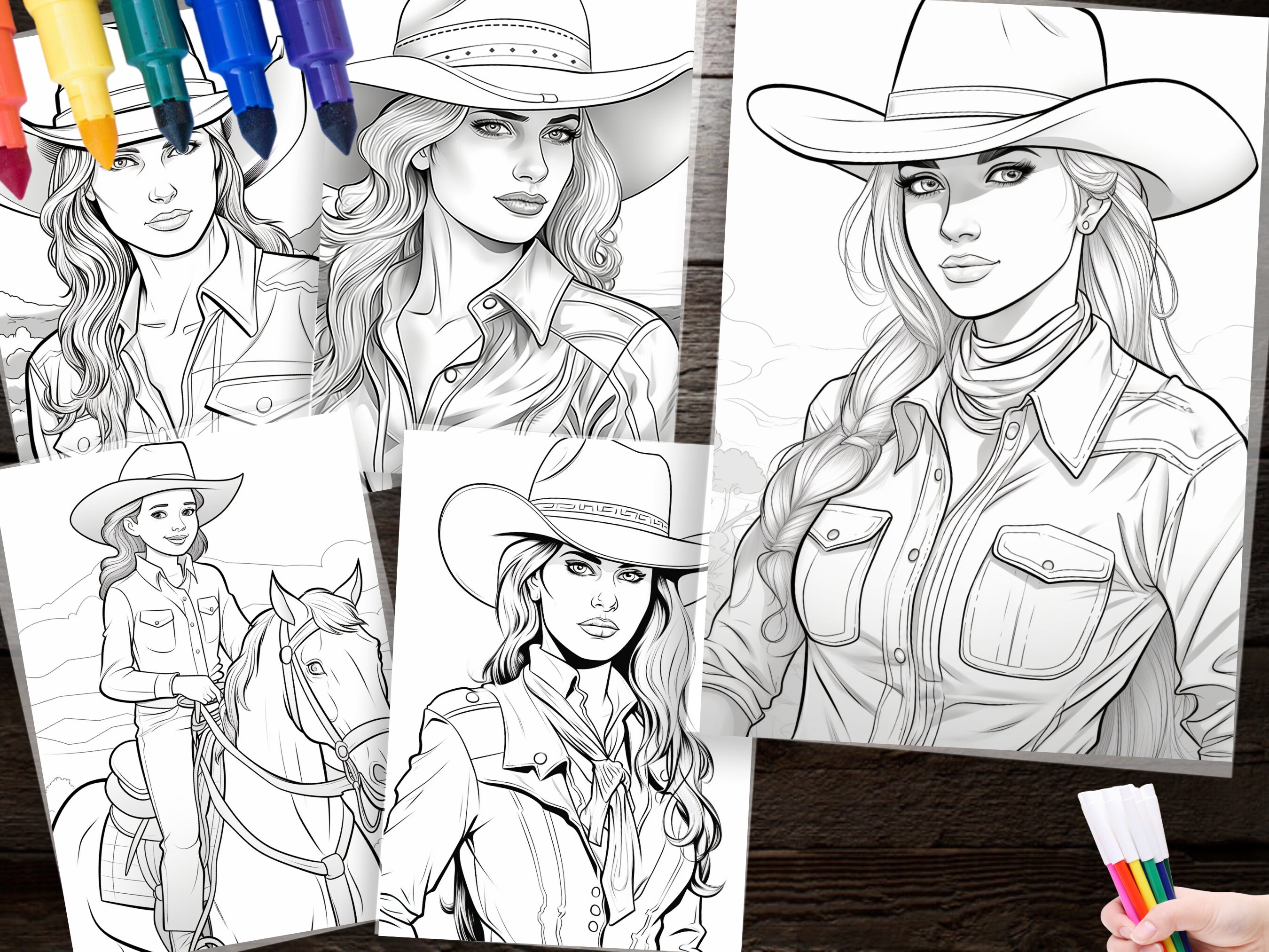 100 Cowgirl Coloring Pages Western Themed Classic Western Coloring ...