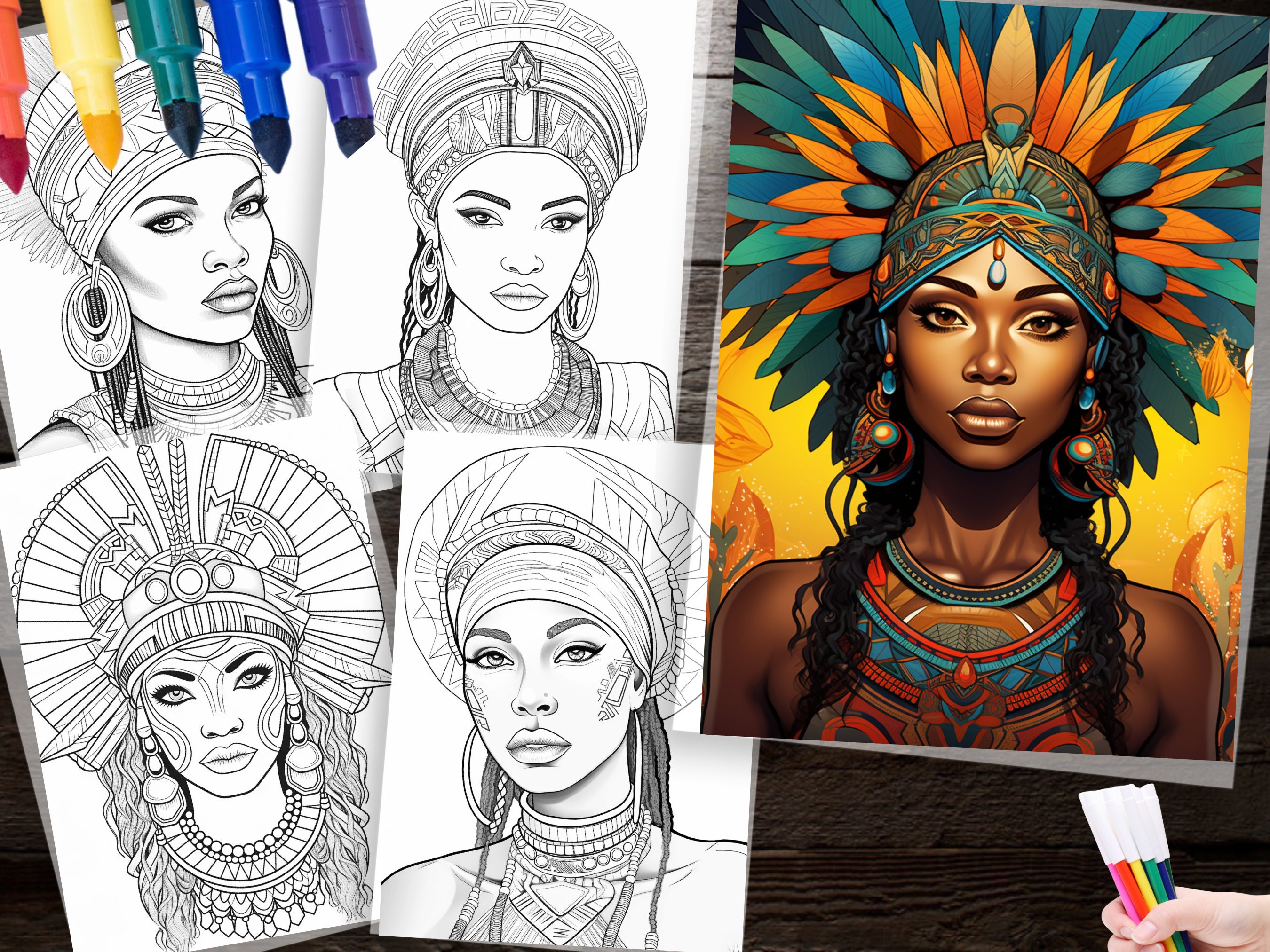 250 African Woman Coloring Pages Unique and Intricate Afro-centric ...