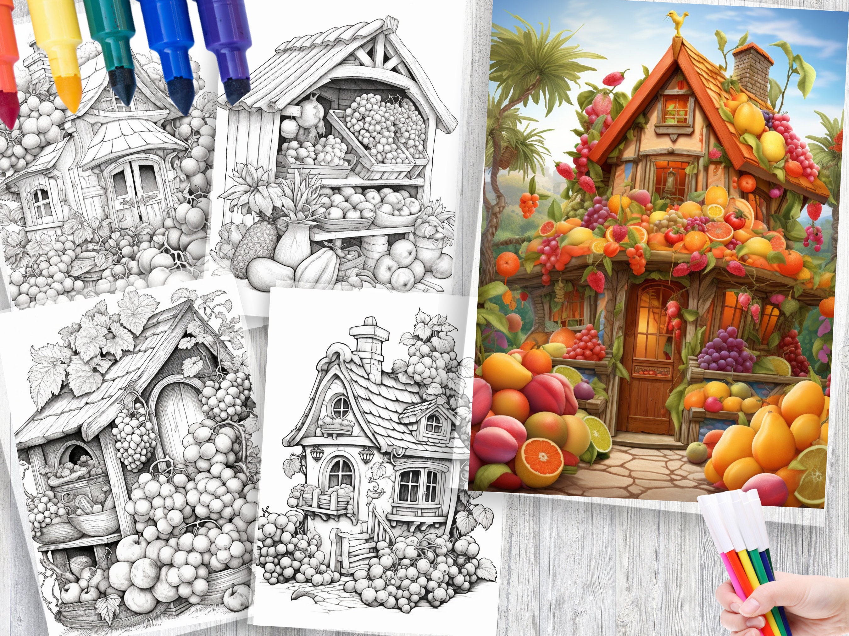 Fruit House Coloring Pages – 200 Fun Designs for All Ages (printable ...