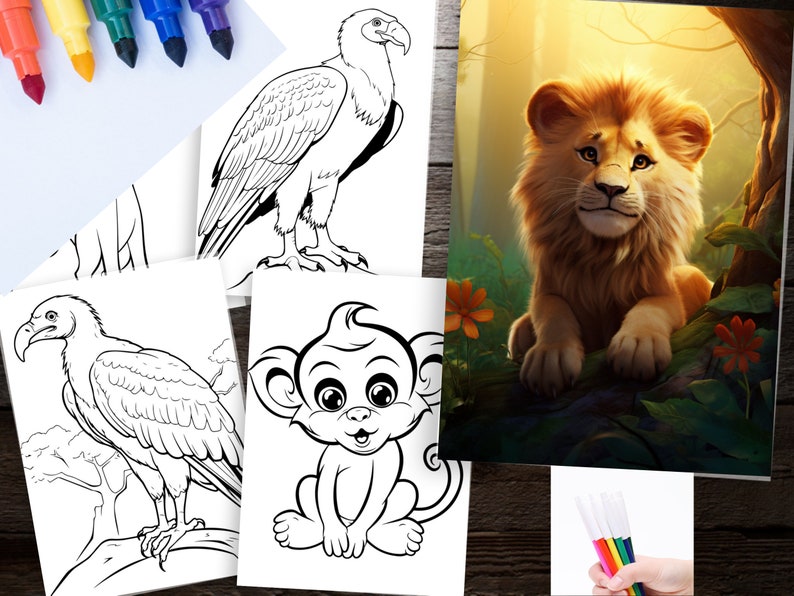 220 Wild Animals Coloring Pages for Kids Digital Download, PDF ...
