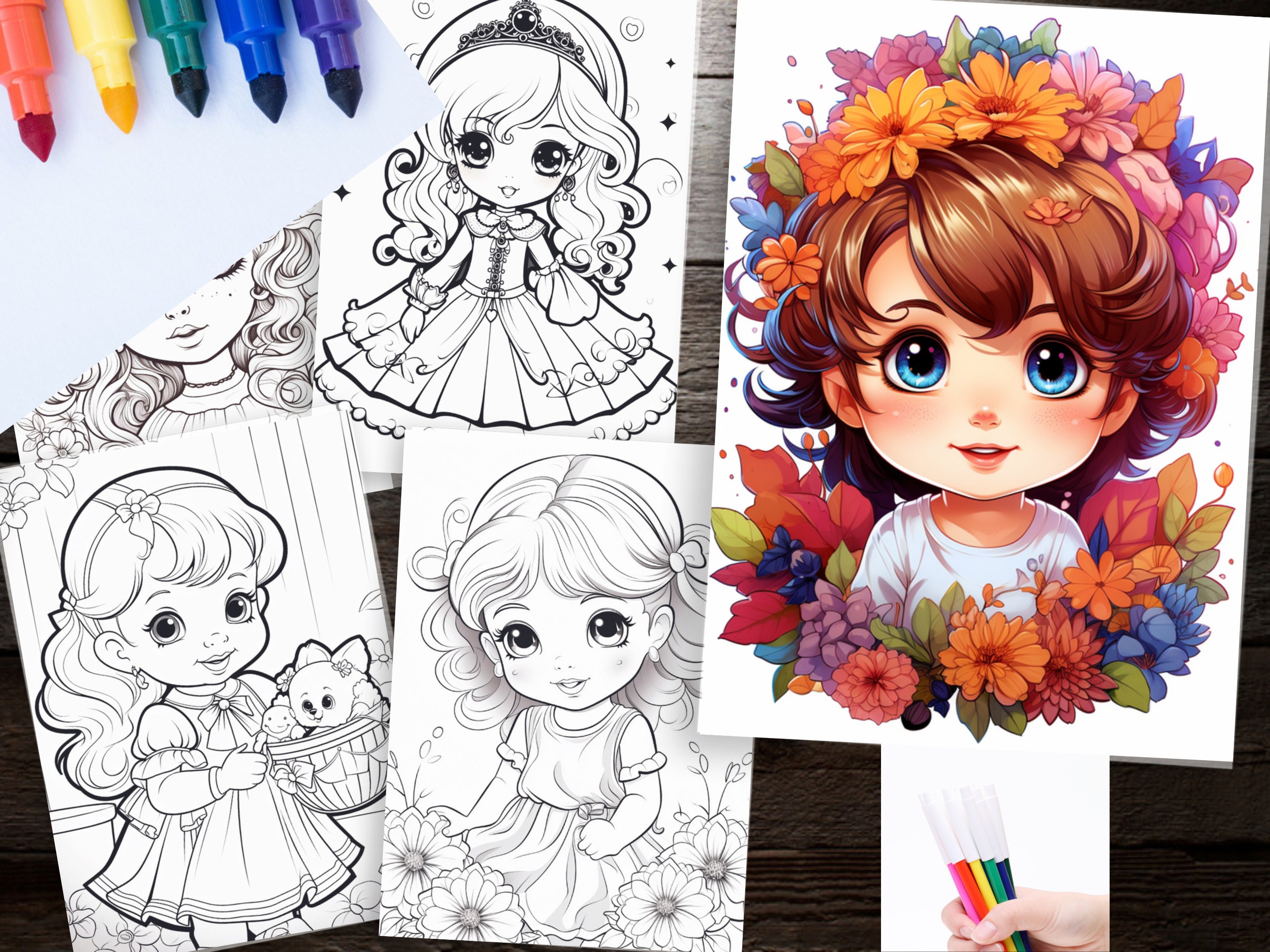 200 Cute Baby Girl Coloring Pages Instant Download PDF for All Ages ...