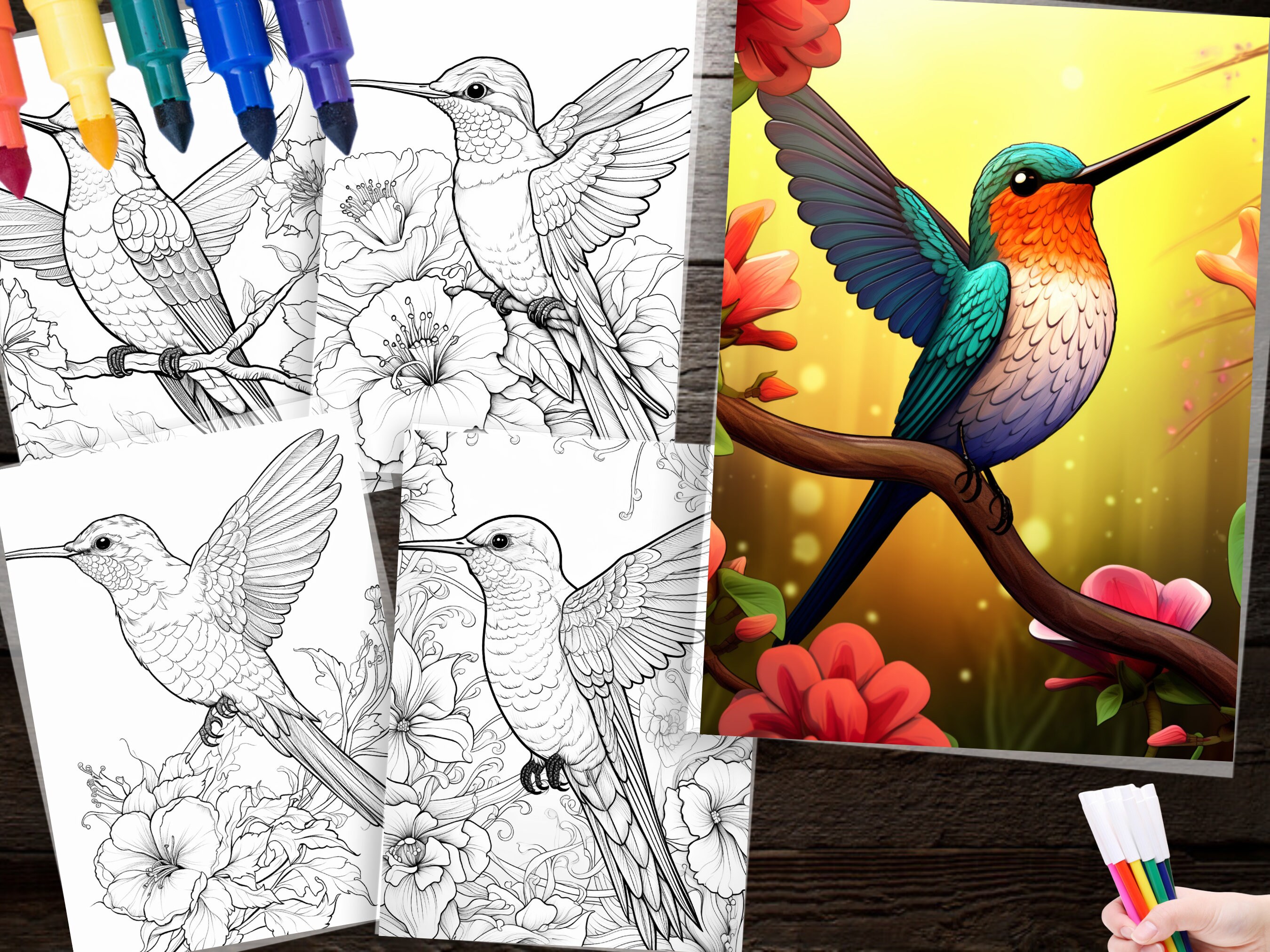 300 Beautiful Hummingbird Coloring Pages Relaxing Designs for Mindful ...