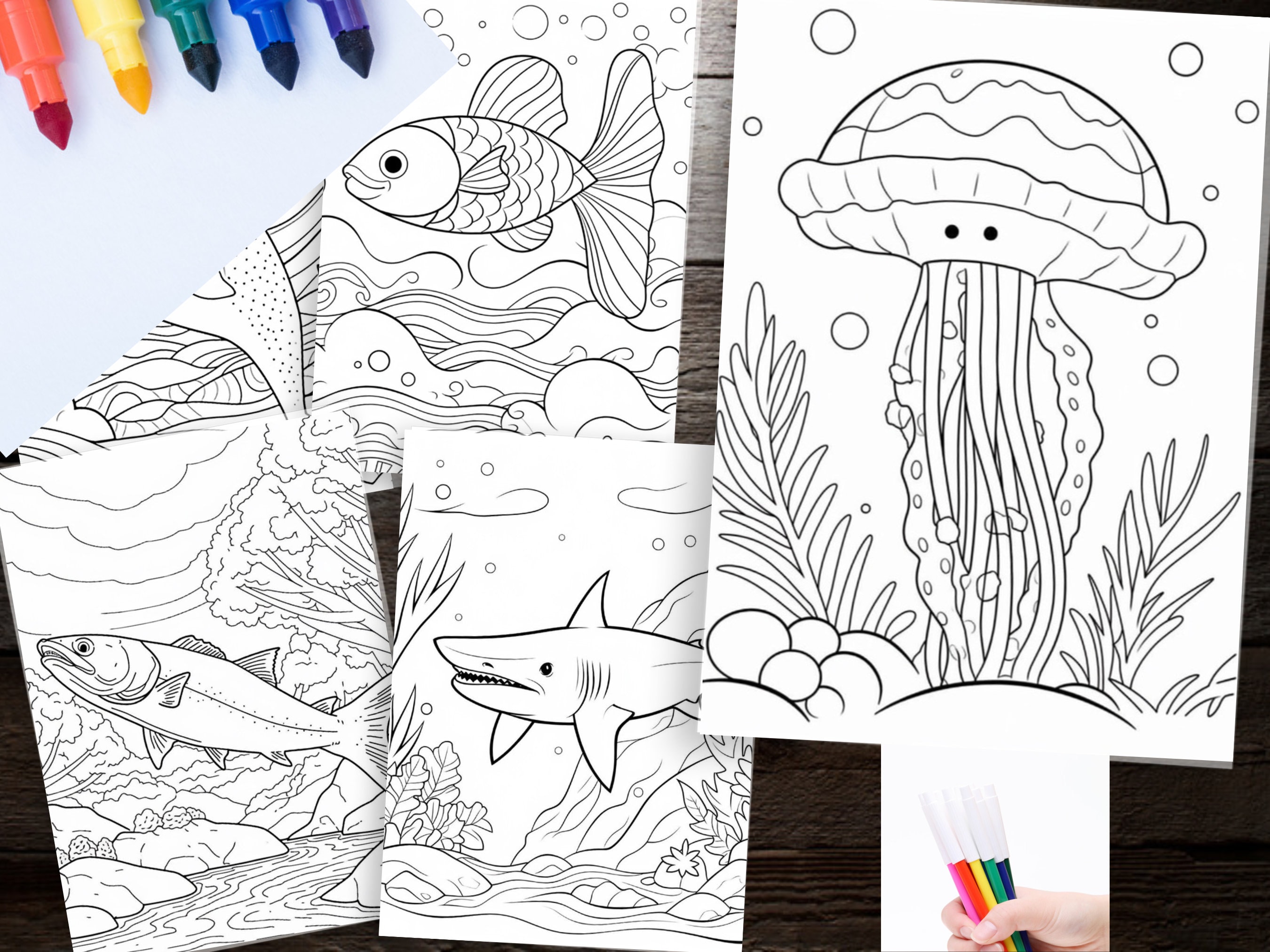 220 Sea Animals Coloring Pages for Kids and Adults Ocean Life Printable ...