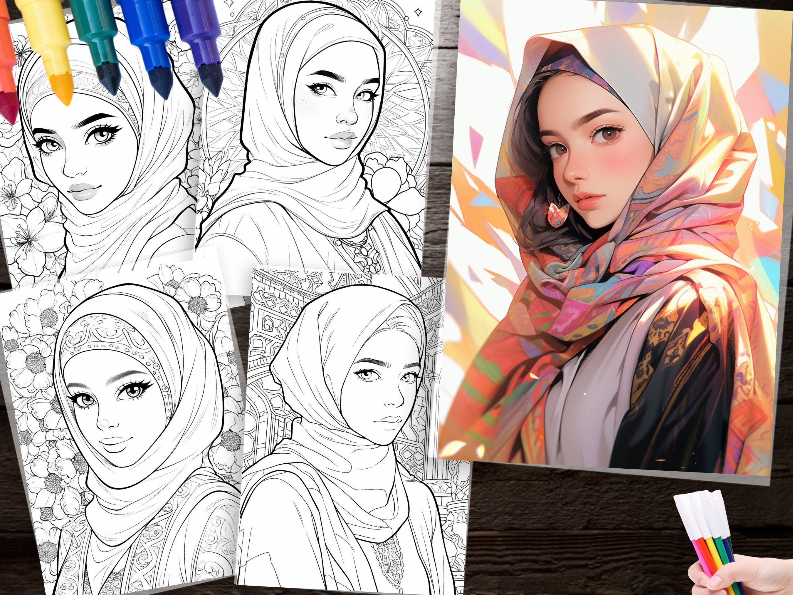 200 Muslims Hijab Coloring Pages for Muslim Women - Unique Islamic Art ...