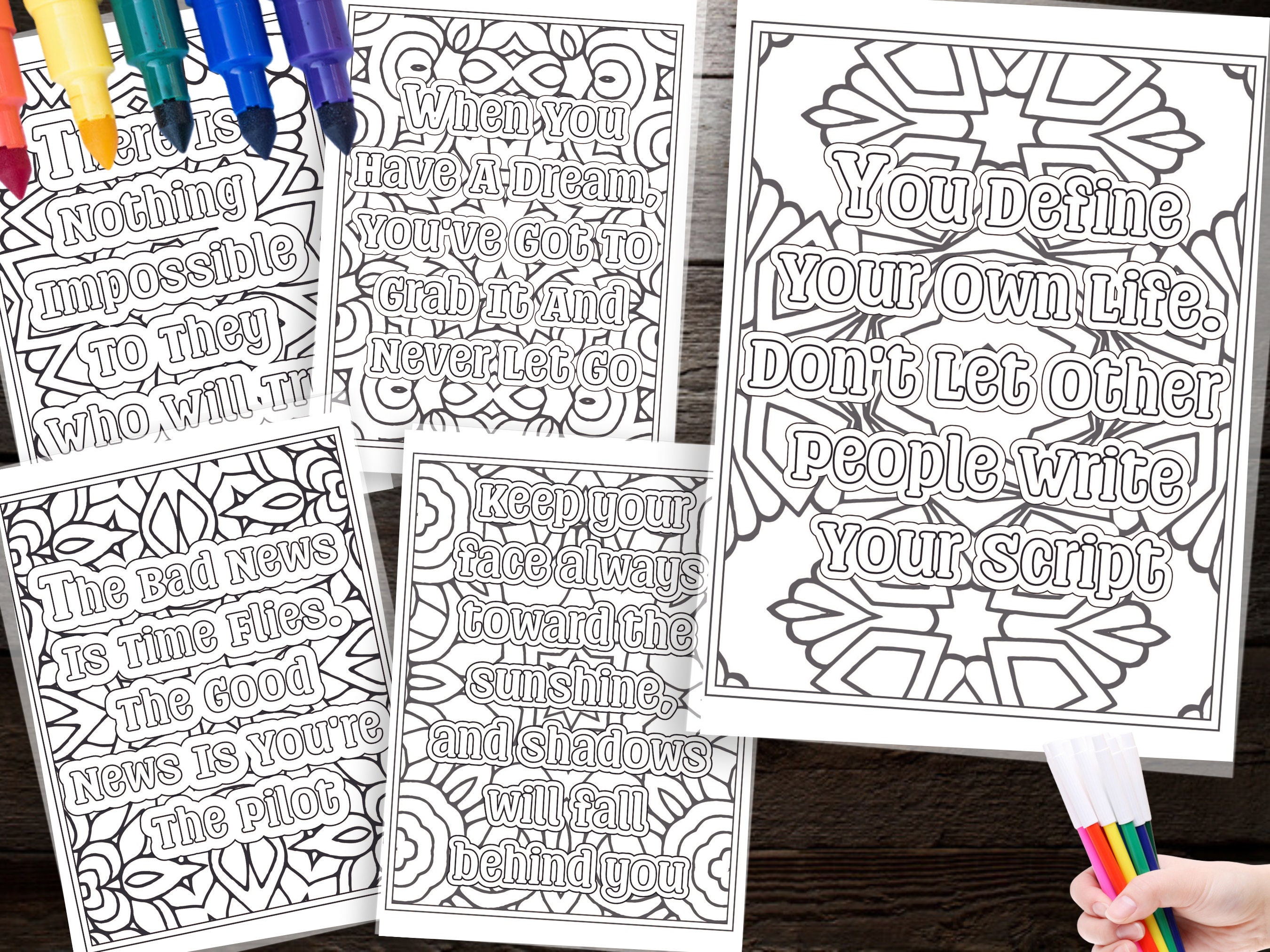 Inspirational Quotes Coloring Pages - Relaxing and Motivational Sayings ...