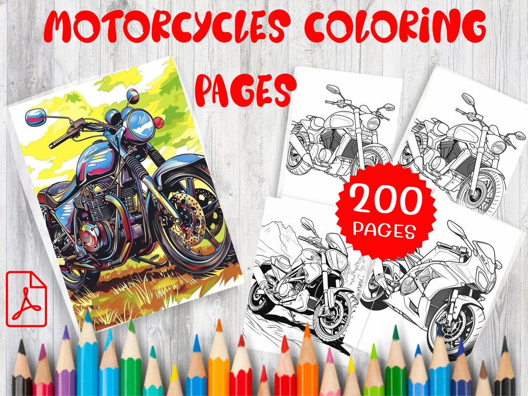 200 Detailed Motorcycles Coloring Pages, Perfect Gift for Motorcycle ...