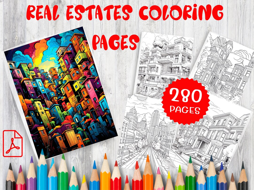 280 Real Estate Coloring Pages, Detailed Houses & Architecture ...