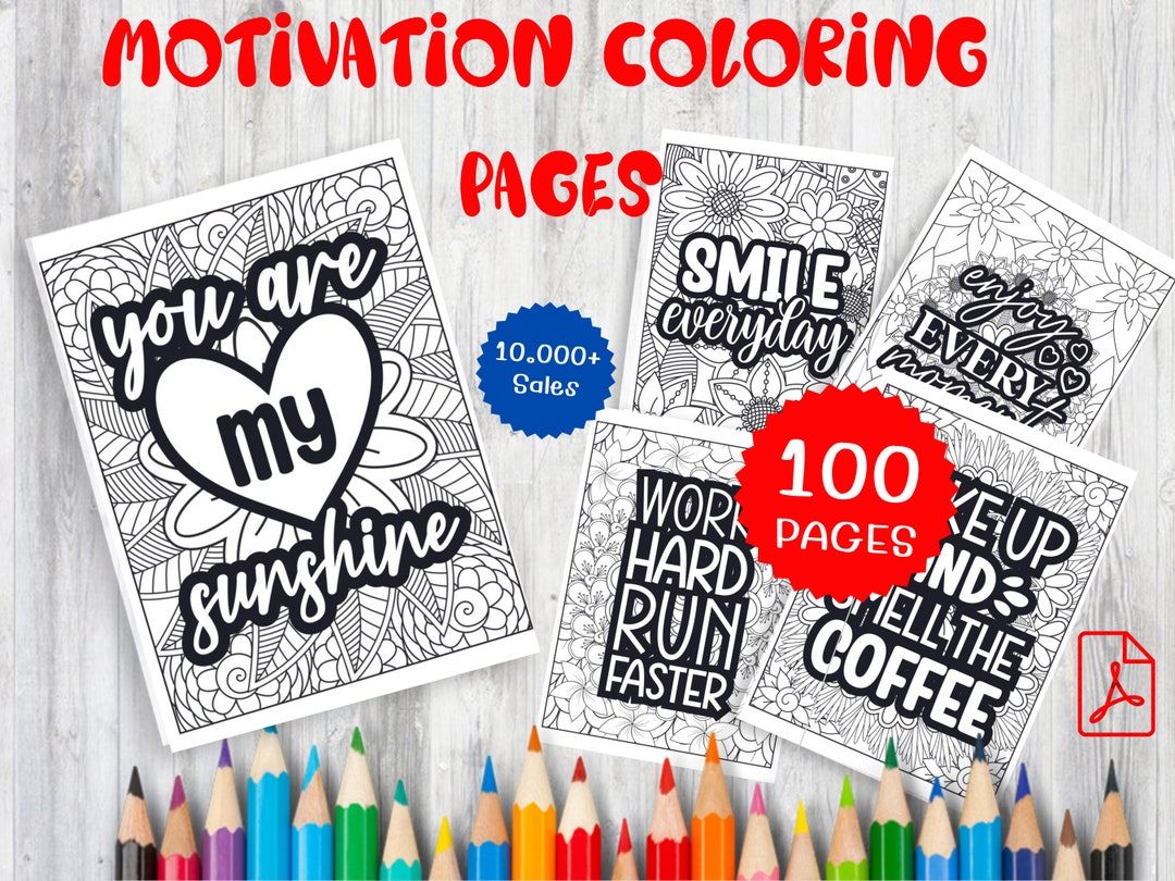100 Motivational Inspirational Positive Quotes Coloring Book Pages for ...
