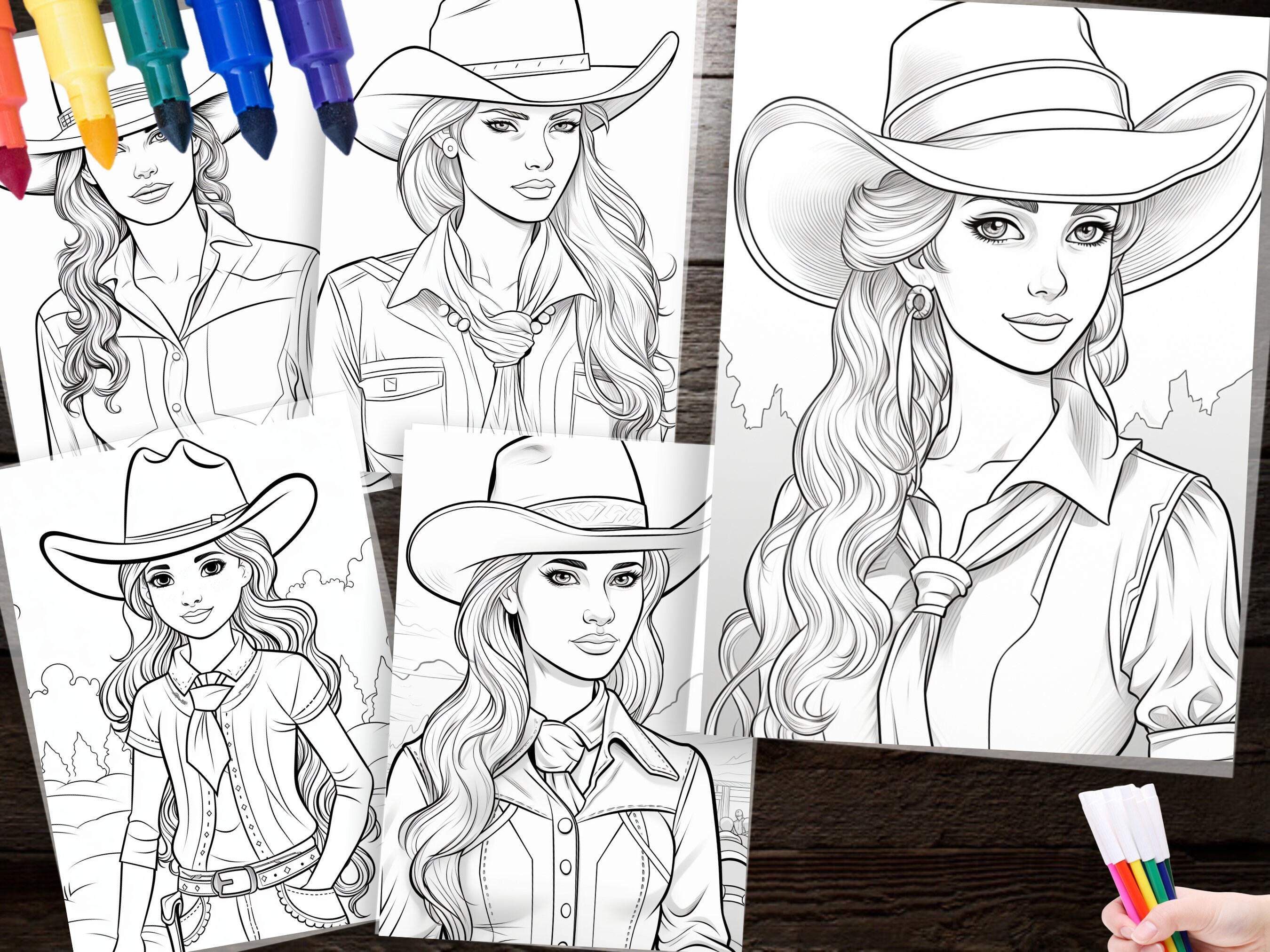 100 Cowgirl Coloring Pages Western Themed Classic Western Coloring ...