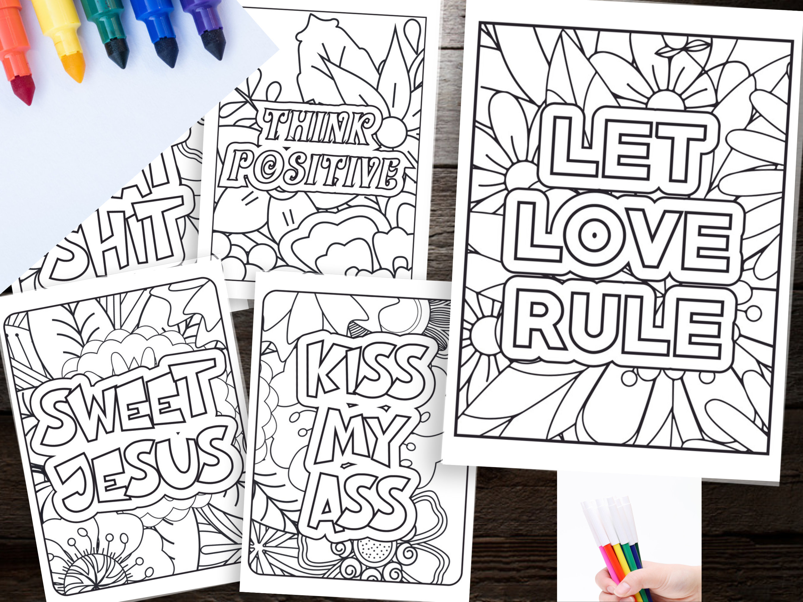 250 Stress Relief Coloring Pages Bundle for Adults Adult Curse Words ...