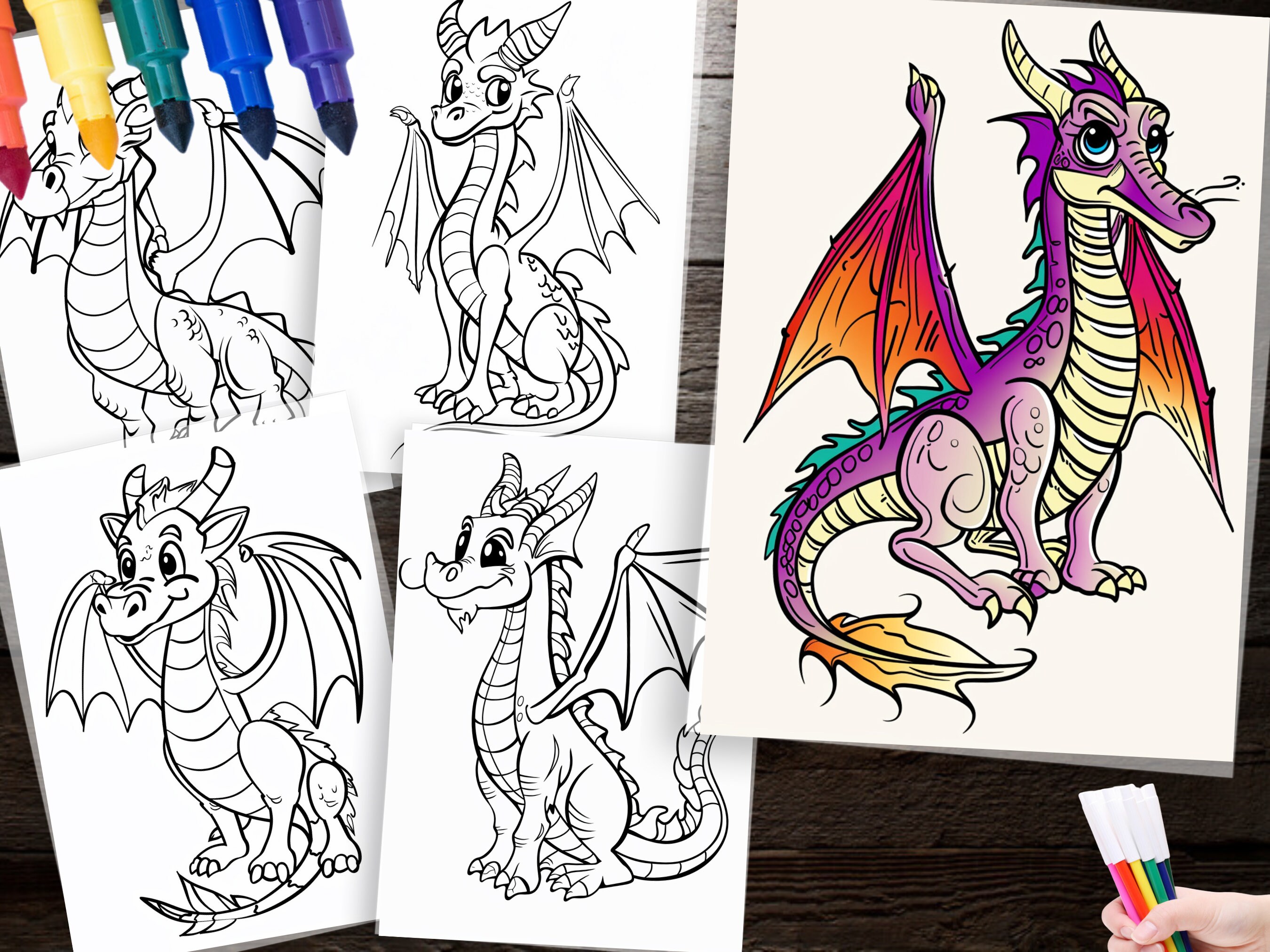 100 Dragon Coloring Pages for Kids, Printable Fantasy Designs for ...