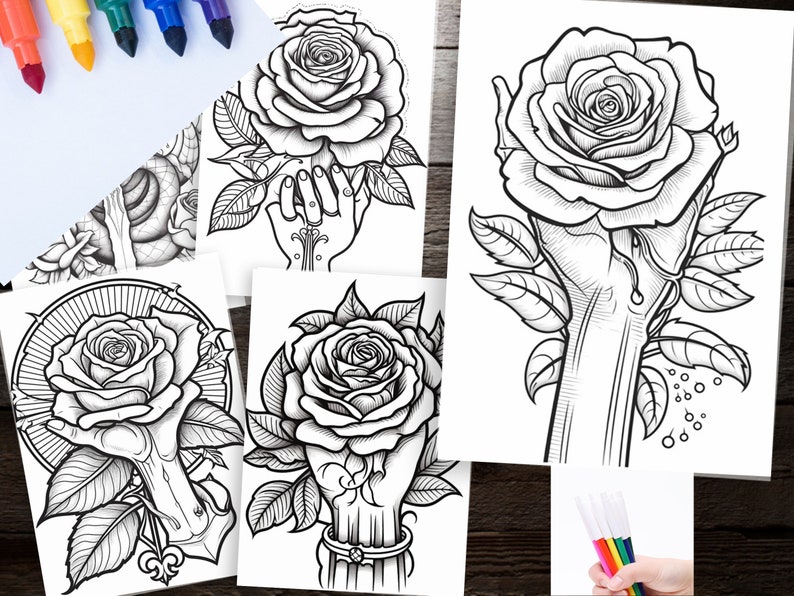 130 Fantasy Tattoo Coloring Pages, Printable Adult Coloring Book (PDF ...