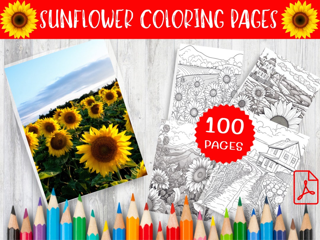 100 Sunflower Coloring Pages, Floral Designs, Art for Adults & Kids ...