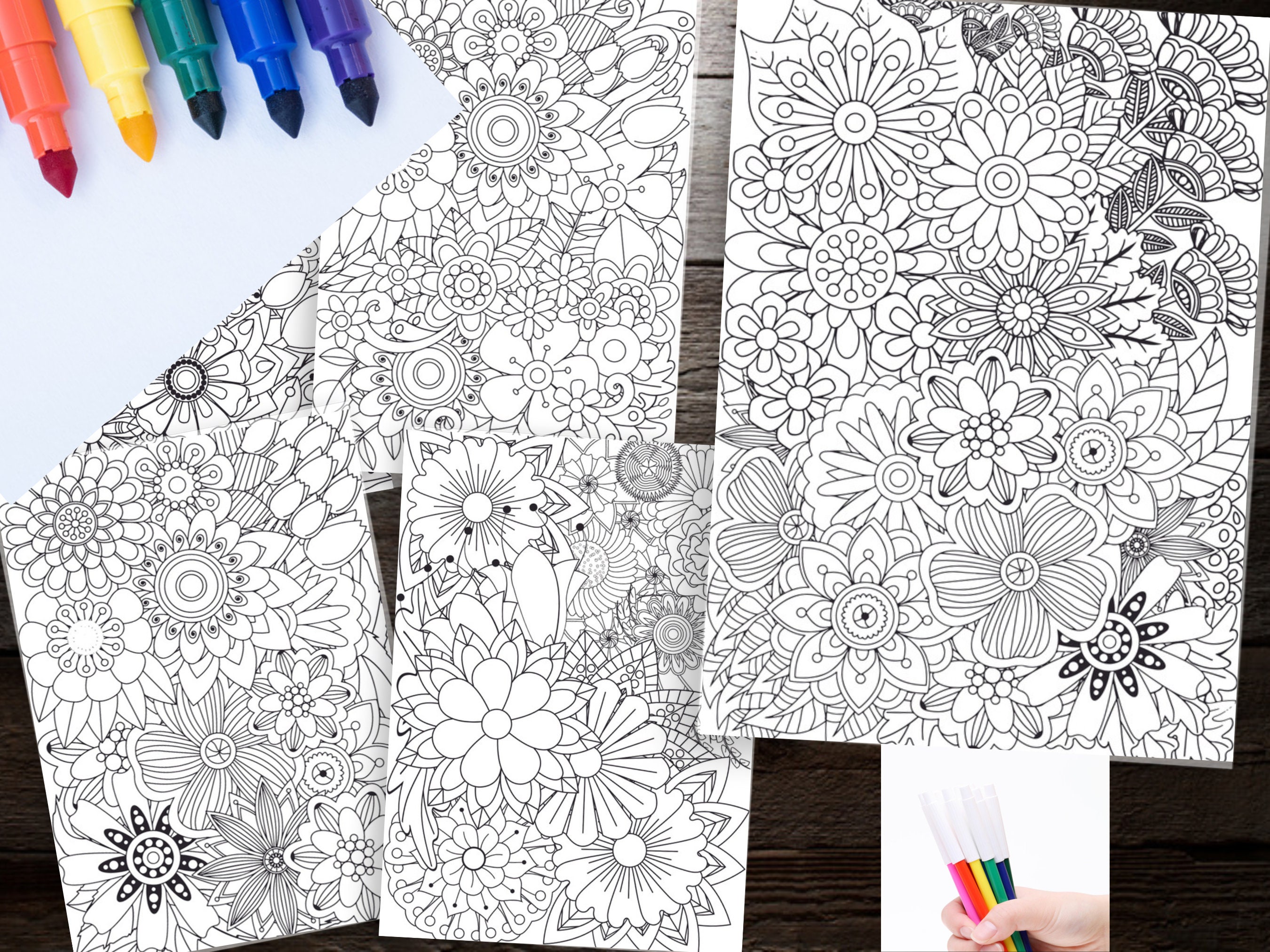 100 Zentangle Patterns Art Coloring Pages for Adults and Kids, Instant ...