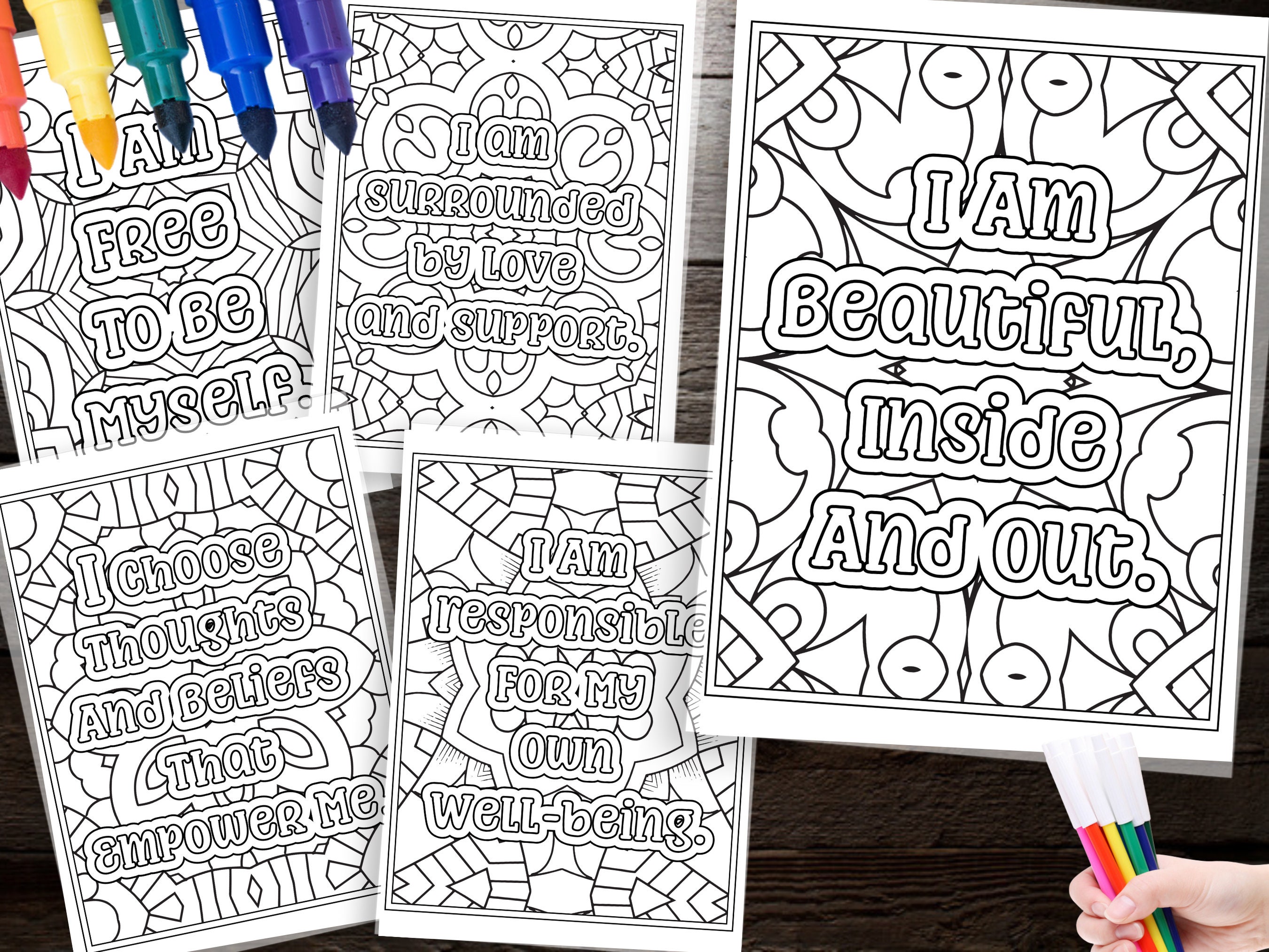 Self Love Affirmation Quotes Coloring Pages - Empower With Self-love ...