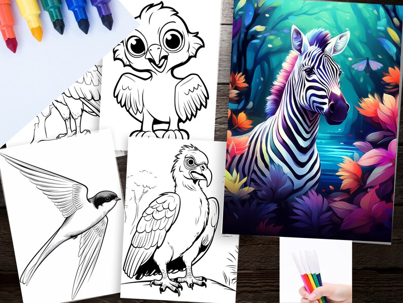220 Wild Animals Coloring Pages for Kids Digital Download, PDF ...