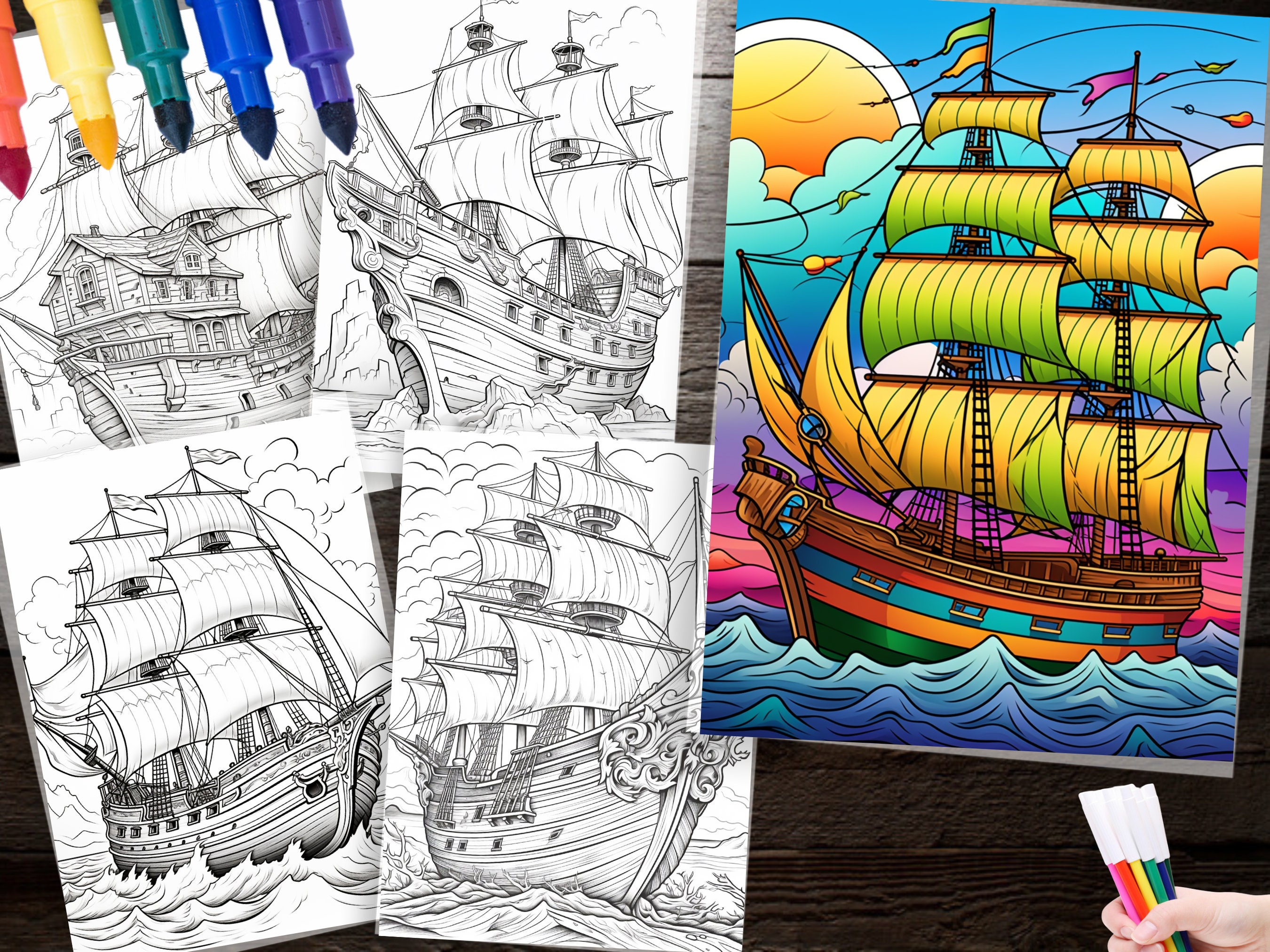 220 Pirate Ship Coloring Pages Fun and Detailed Designs for All Ages ...