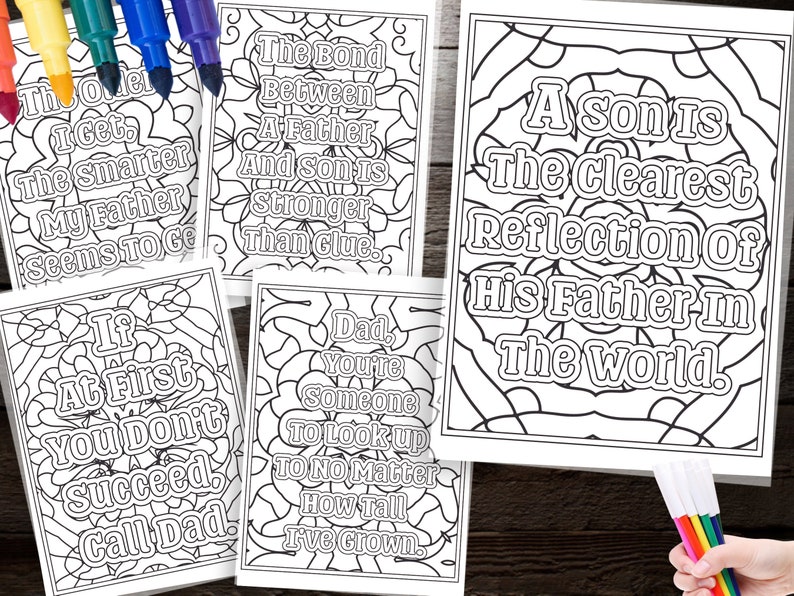 Father Quotes Coloring Pages, Relaxing Adult Coloring Book for Dads ...