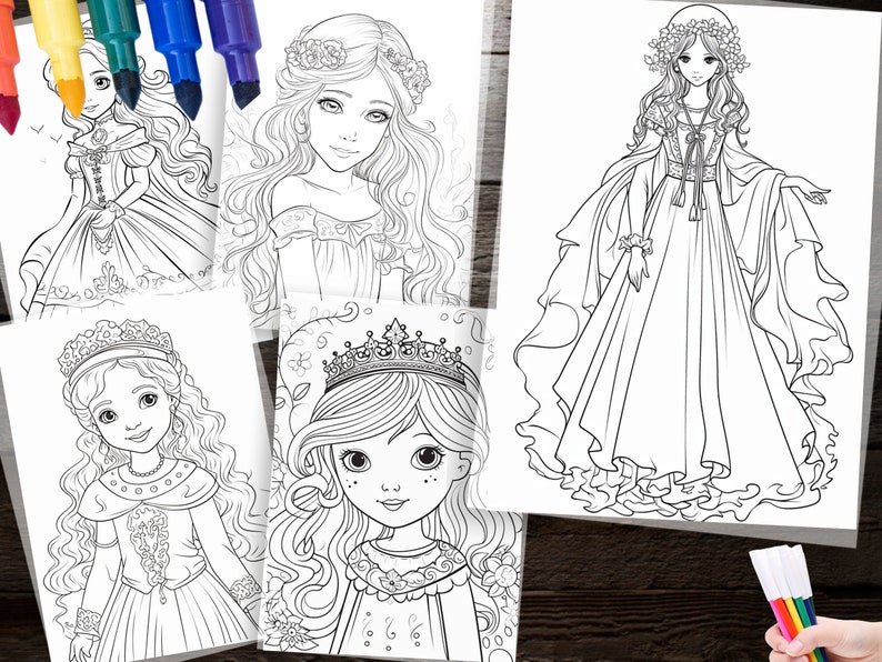 50 Cute Princess Coloring Page Beautiful Illustration for Kids Creative ...