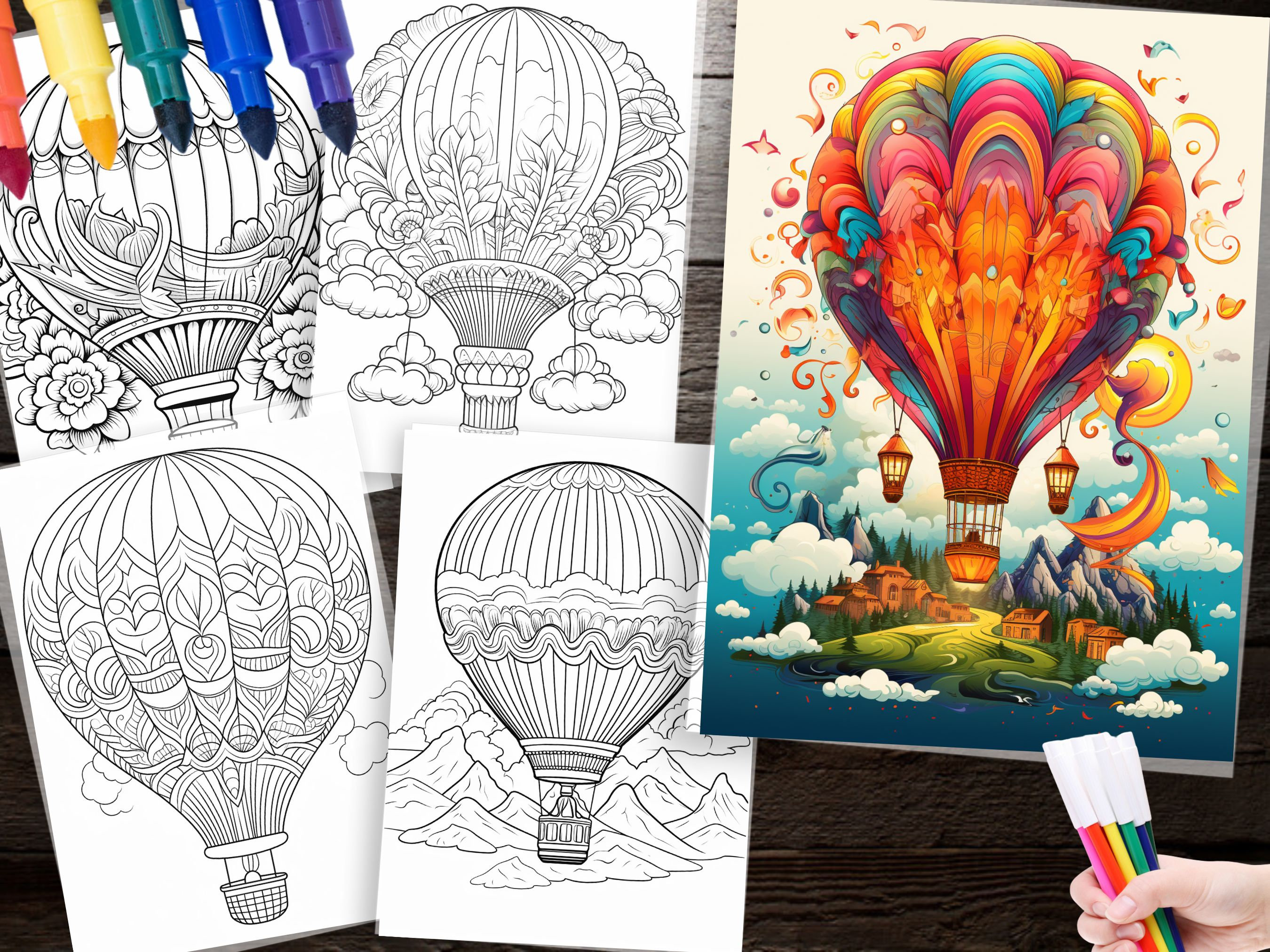100 Hot Air Balloon Coloring Pages Fun and Relaxing Designs for All ...